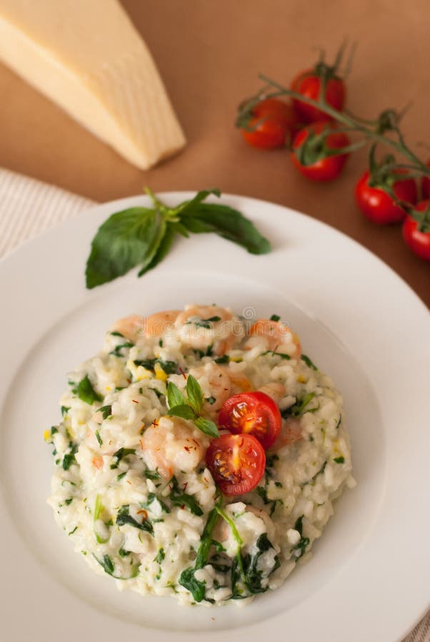 Shrimp risotto stock image. Image of cherry, prawn, tomato - 48912269