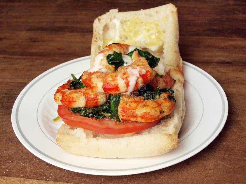 Shrimp sandwich stock photo. Image of cooked, roll, crustacean - 260688208