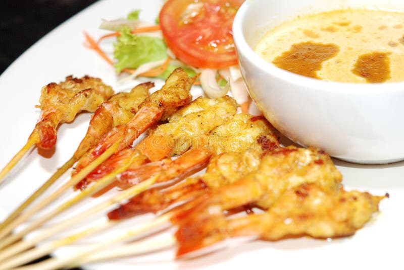 Shrimp satay stock image. Image of skewers, peanut, dinner - 33720955
