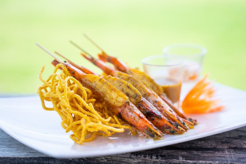 Shrimp satay stock image. Image of skewers, peanut, dinner - 33720955