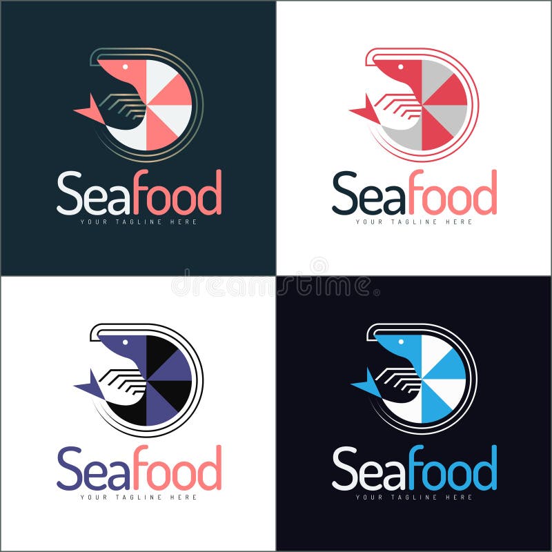 Shrimp Seafood Restaurant Lobster Logo Set Template Design Stock Vector ...