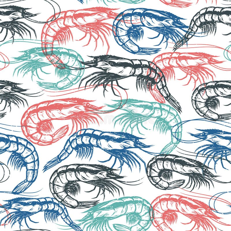 Repeating Shrimp Background Stock Illustrations – 196 Repeating Shrimp ...