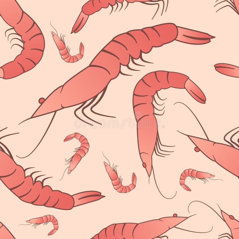Shrimp Seamless Pattern, Vector Ornament Background Stock Vector ...