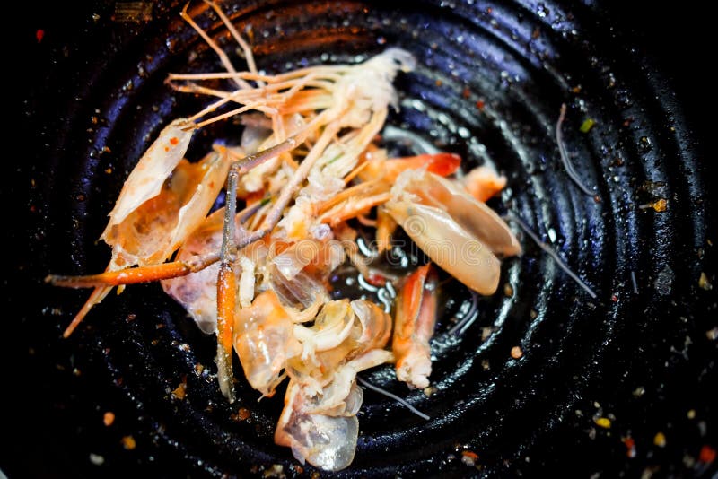 Shrimp Shell Waste after Eating Stock Image - Image of saucer, seafood ...