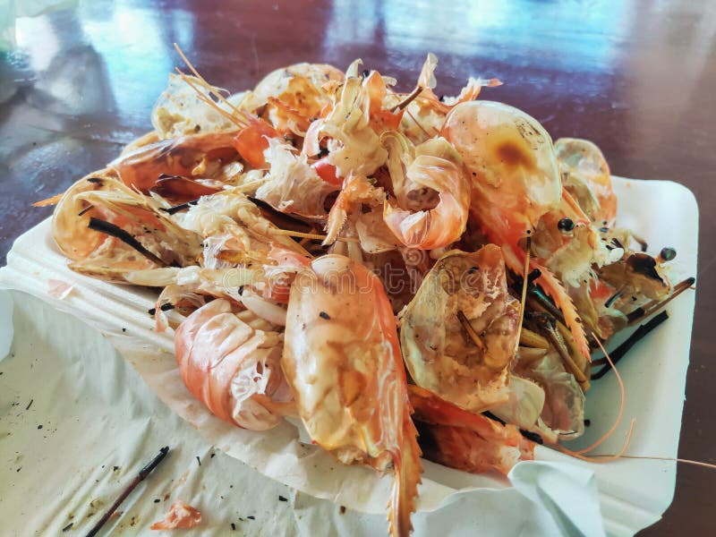 Shrimp Shell Waste on Foam Box Stock Photo - Image of foam, shell ...