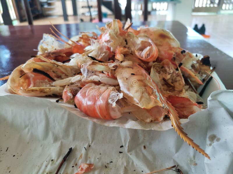 Shrimp Shell Waste on Foam Box Stock Image - Image of shell, restaurant ...