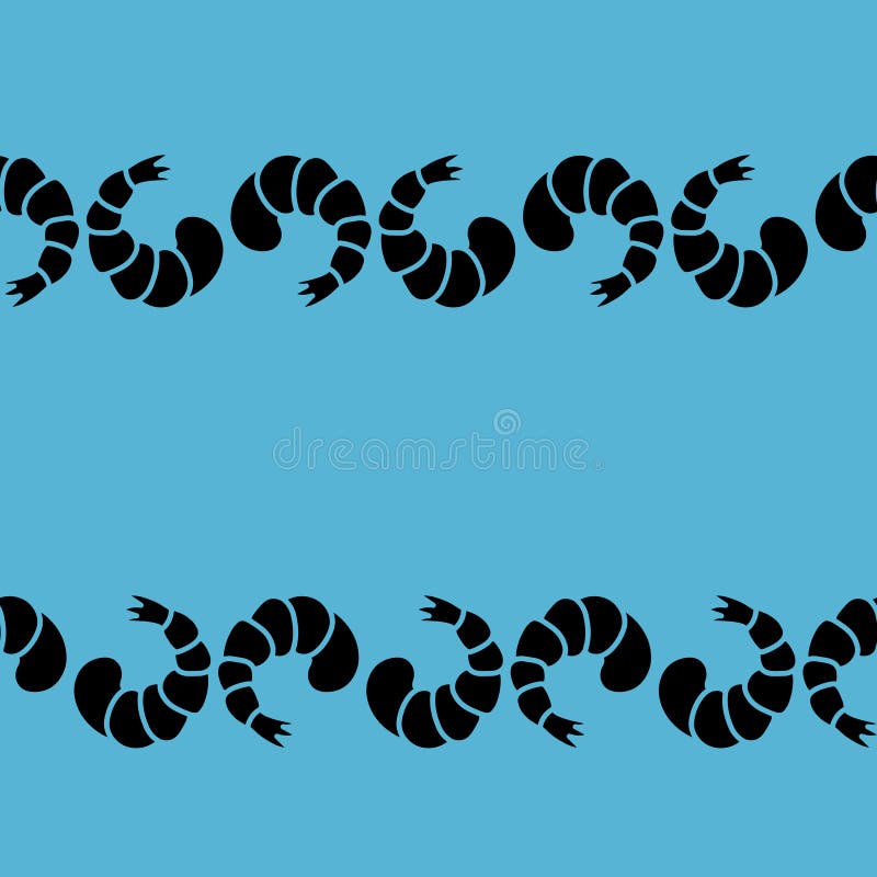 Shrimp. Silhouette. Seamless Horizontal Border. Repeating Vector ...