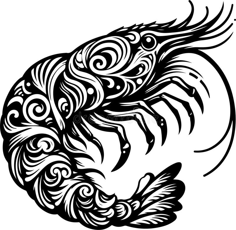 Shrimp Silhouette Vector Printable Vector Stock Vector - Illustration ...