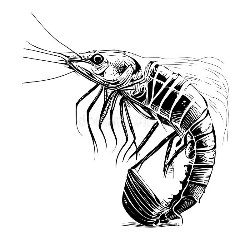 Shrimp Sketch Hand Drawn in Doodle Style Vector Illustration Stock ...