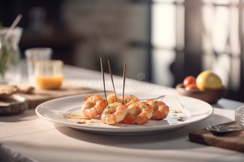 Shrimp Skewers. Grilled Shrimp on Sticks Stock Photo - Image of ...