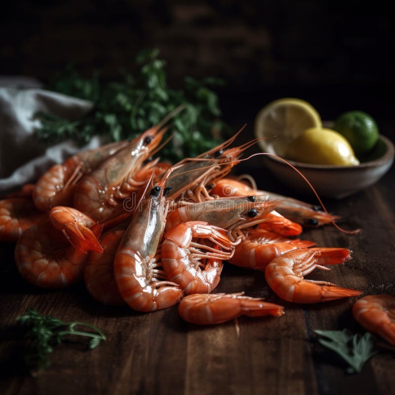 Shrimp on the Table. Generative AI. Stock Illustration - Illustration ...