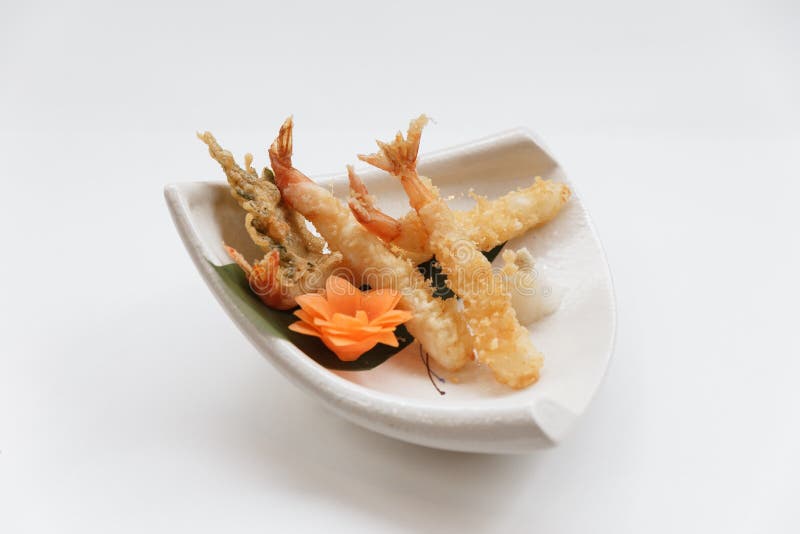 Shrimp Tempura Served with Mince Radish and Sauce Stock Photo - Image ...
