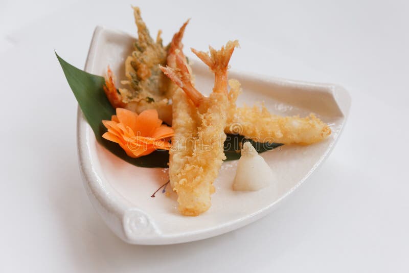 Shrimp Tempura Served with Mince Radish and Sauce Stock Photo - Image ...