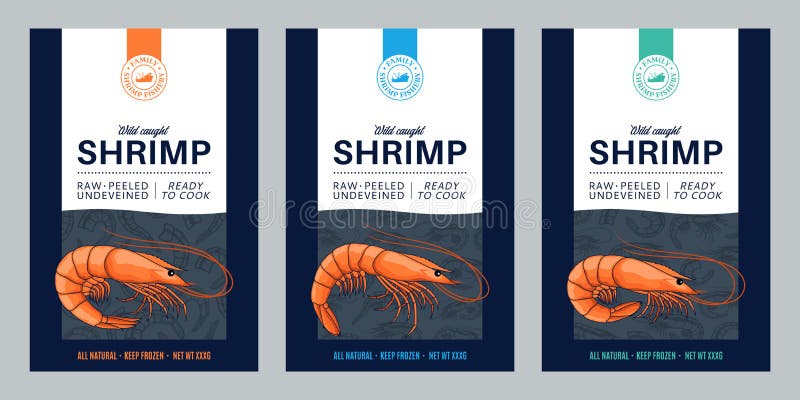 Shrimps Label or Package Design Stock Vector - Illustration of modern ...