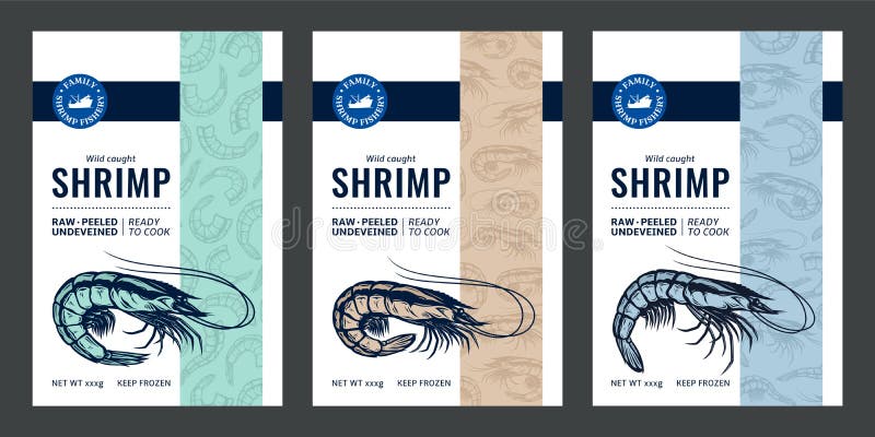 Shrimps Label or Package Design Stock Vector - Illustration of identity ...