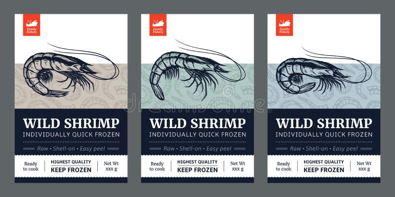 Shrimps Label or Package Design Stock Vector - Illustration of ...