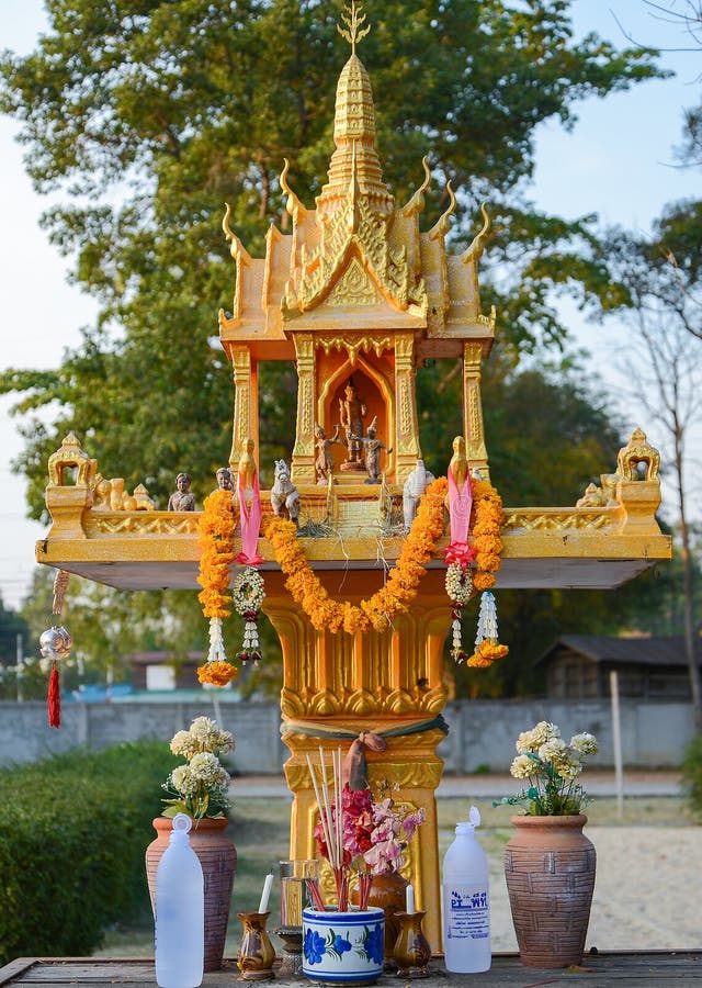 Shrine of the Household God in Thailand Stock Image - Image of stupa ...