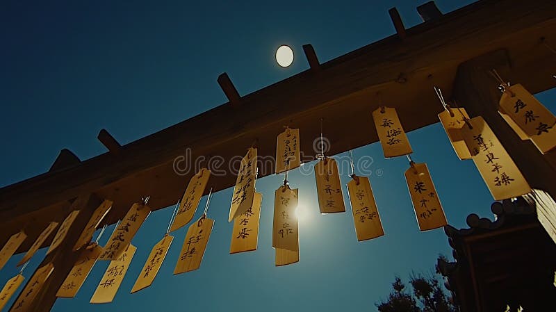 Shrine Wishes, Sun, Blue Sky, Temple, Japan Stock Image - Image of ...