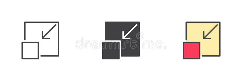 Shrink Screen Icon Set in Line, Solid and Filled Outline Style Stock ...