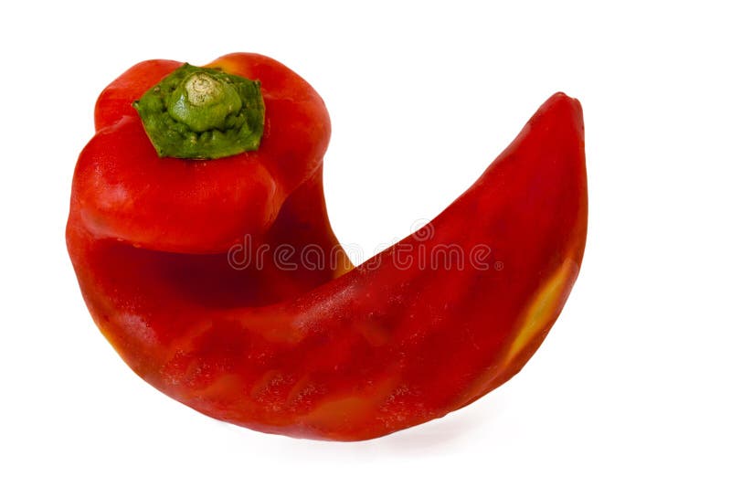 Red Shriveled Pepper on a Natural White Background. Stock Photo - Image ...