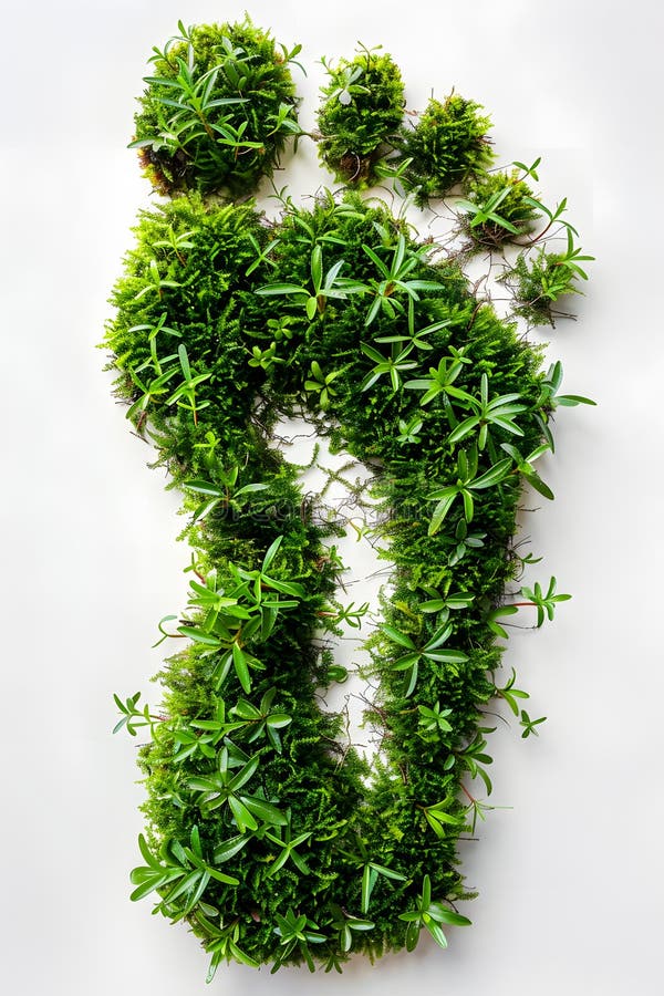Shrub Footprints on White Groundcover Create a Botanical Pattern Stock ...