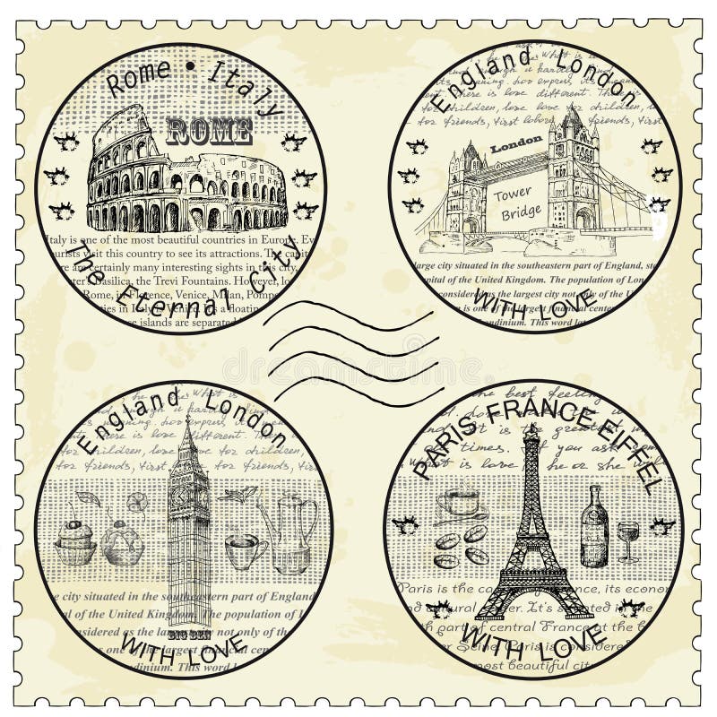 Shtamp Roma Paris Londres ilustração do vetor. Ilustração de postcard ...