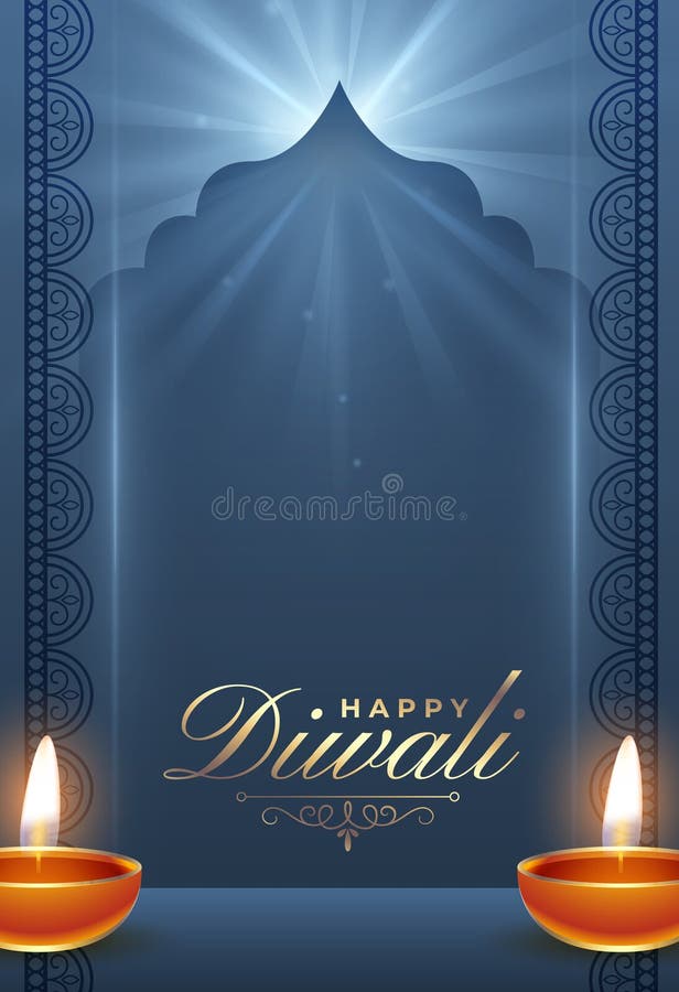 Shubh Deepawali Wishes Poster with Glowing Diya Stock Vector ...