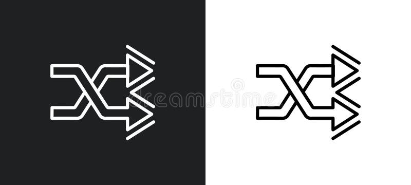 Shuffle Arrows Outline Icon in White and Black Colors. Shuffle Arrows ...