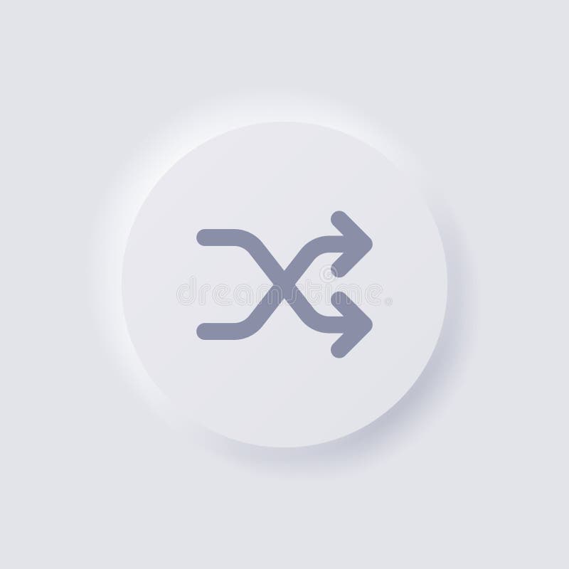 Shuffle Button Icon, White Neumorphism Soft UI Design. Stock Vector ...