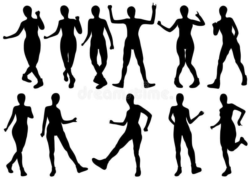 Shuffle dance silhouettes stock illustration. Illustration of woman ...