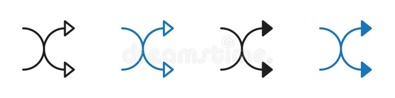 Shuffle Icon Linear Graphics Set Vector in Black Stock Illustration ...