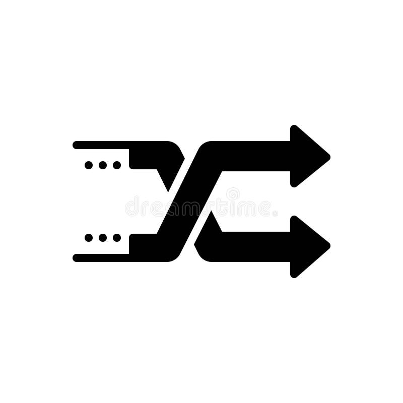 Black Solid Icon for Shuffle, Mix and Repeat Stock Illustration ...