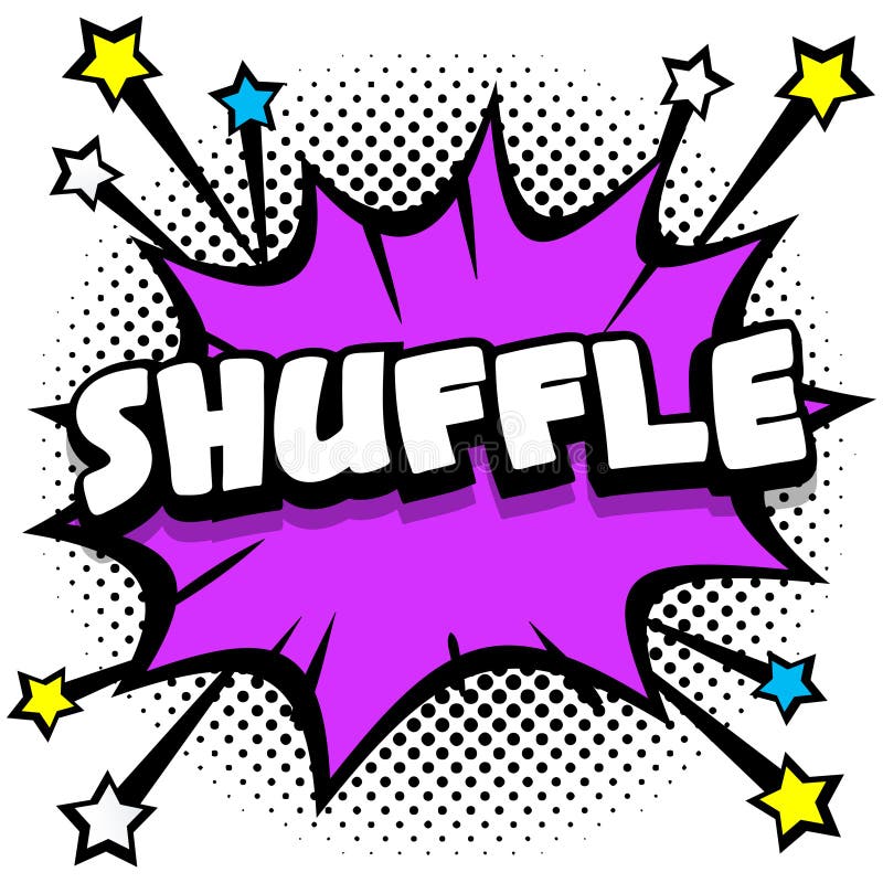 Shuffle Pop Art Comic Speech Bubbles Book Sound Effects Stock Vector ...