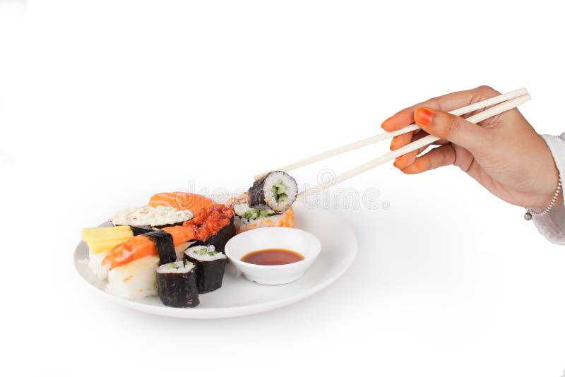 Shushi Pick with Chop Stick Stock Image - Image of appetizer, ginger ...
