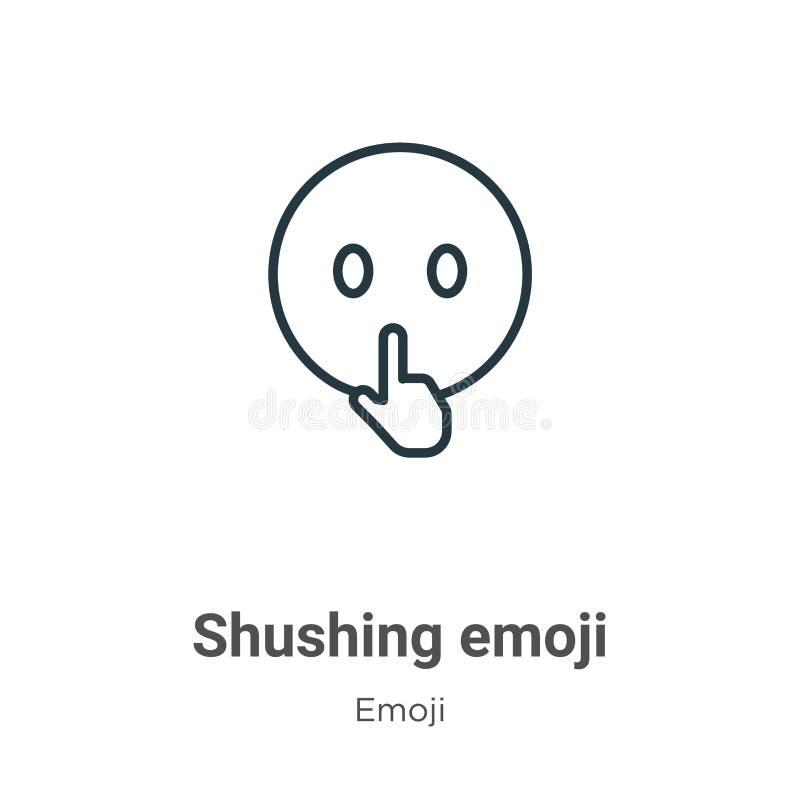 Shushing Emoji Outline Vector Icon. Thin Line Black Shushing Emoji Icon ...