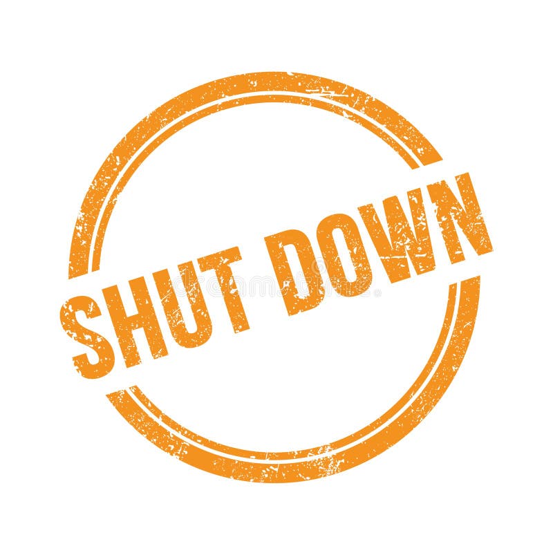 SHUT DOWN Text on Blue Grungy Rectangle Stamp Stock Illustration ...