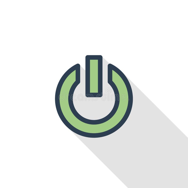 Shut Down Thin Line Flat Color Icon. Linear Vector Symbol. Colorful ...