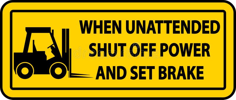 Shut Off Power and Set Brake Label Sign on White Background Stock ...