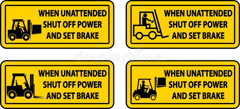 Shut Off Power and Set Brake Label Sign on White Background Stock ...