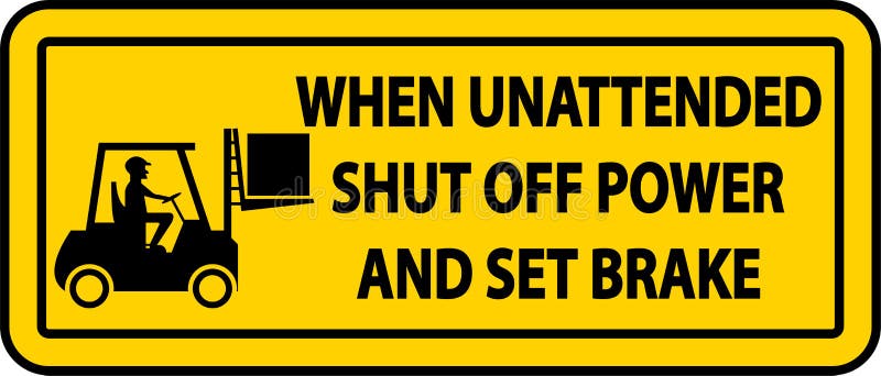 Shut Off Power and Set Brake Label Sign on White Background Stock ...