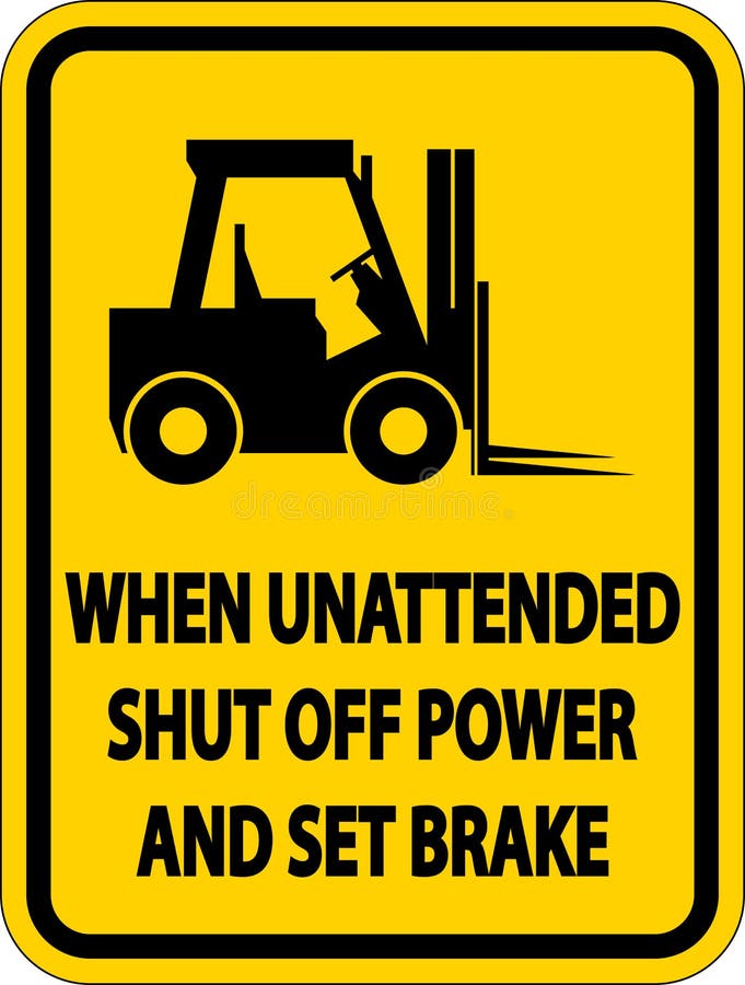 Shut Off Power and Set Brake Label Sign on White Background Stock ...