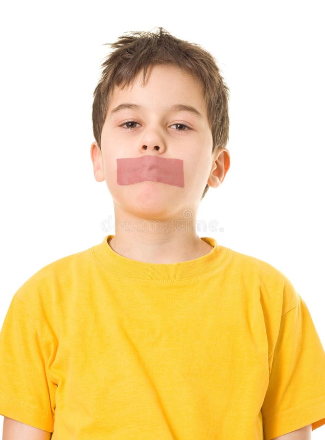 Shut up, boy! stock photo. Image of covering, silence - 12950778