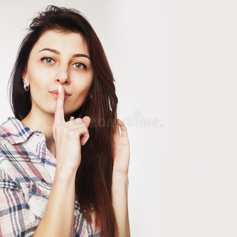 Shut Up Please ! - Finger on Lips Stock Image - Image of model ...