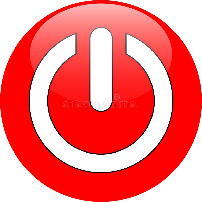 Shutdown Button Red Color Crystal with Shutdown Icon Symbol Stock ...