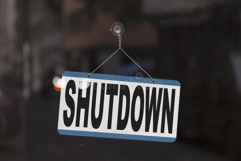 Shutdown - Closed sign stock photo. Image of small, message - 206321858