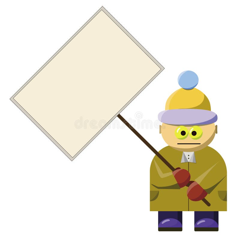 Shutdown man with placard stock illustration. Illustration of strike ...