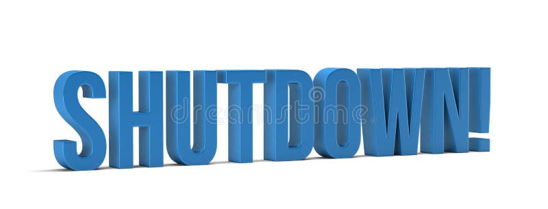Shutdown Word. 3D Render Illustration in White Background Stock ...