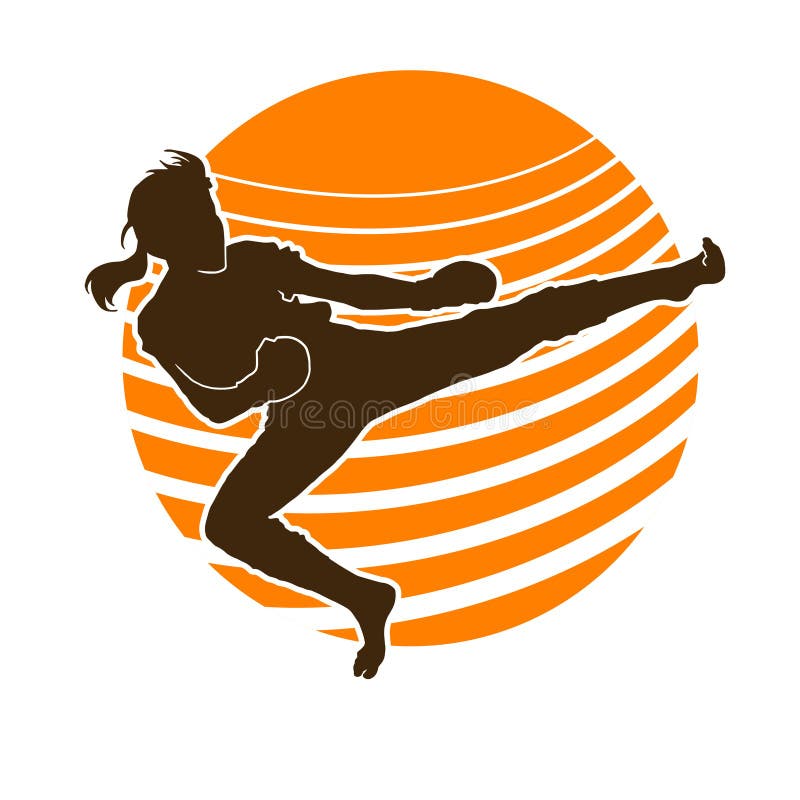 Youth Exercising Kickboxing Vector Silhouette Stock Vector ...