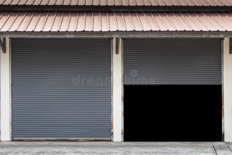 Shutter Door Stores Open and Close Stock Photo - Image of brick, white ...
