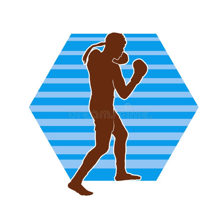 Silhouette of a Male Kickboxer Athlete in Action Pose. Stock Vector ...